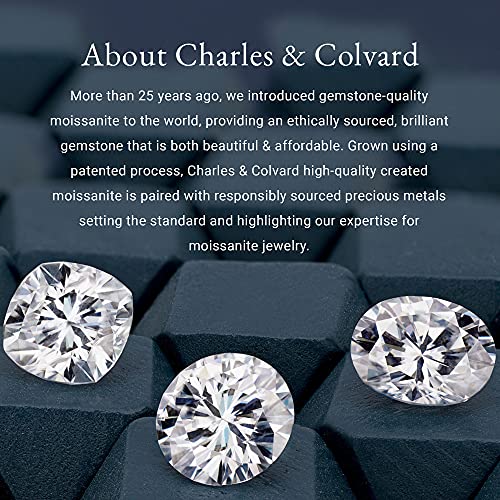 Charles & Colvard Created Moissanite 9mm Round Cut Wedding Ring Set for Women | 3.69 cttw DEW | Lab Grown | Solid 14K White Gold with Rhodium | Size 9