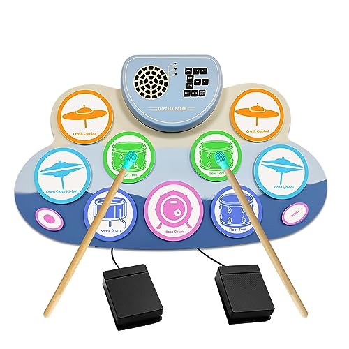 Electric Drum Set, Electronic Drum Practice Pad for Kids & Adult Beginner. Built in Speaker | DTX Games | Headphone Jack | Drum Sticks Cover. Great Digital Drum Kit for Birthday