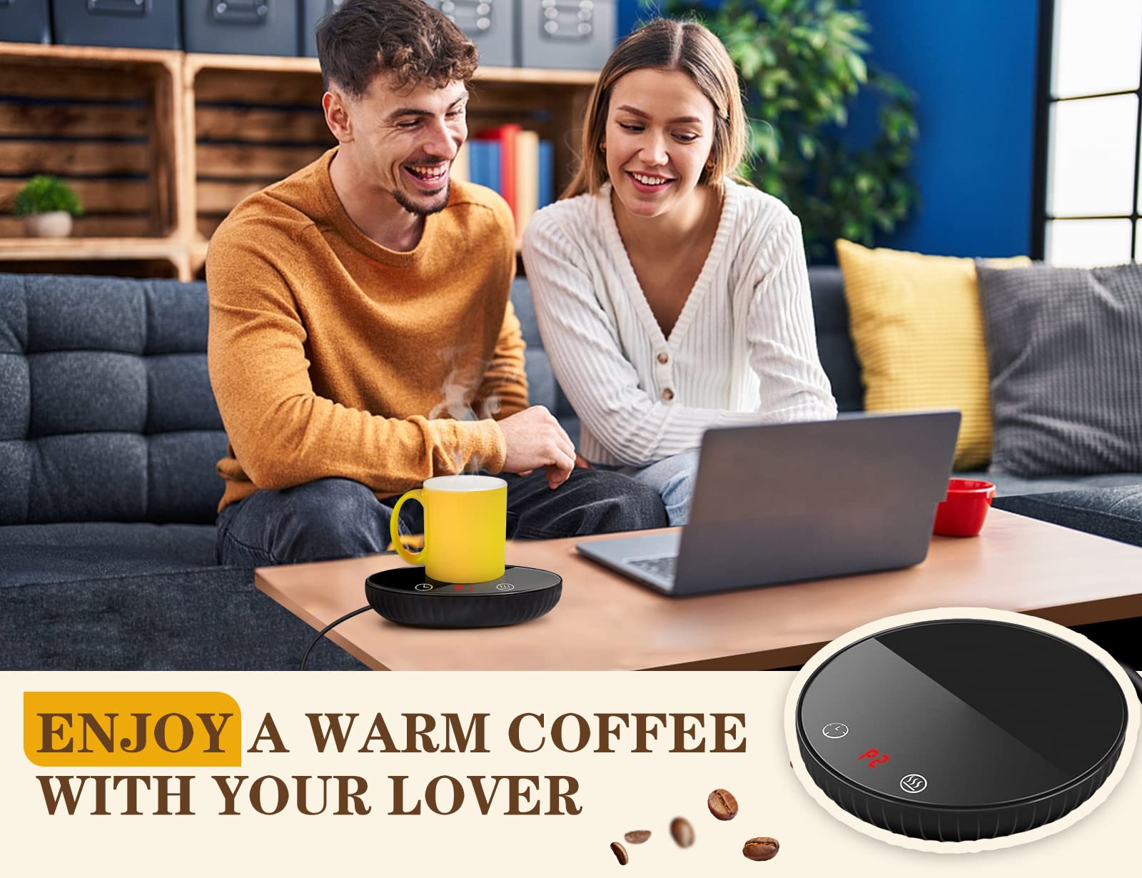 Coffee Mug Warmer, Candle Warmer with Auto Shut Off & 2-Temp Settings & 12-Hour Timer, Mug Warmer for Desk, Coffee Cup Warmer for Coffee, Beverage, Candle, Milk, Tea (No Cup)