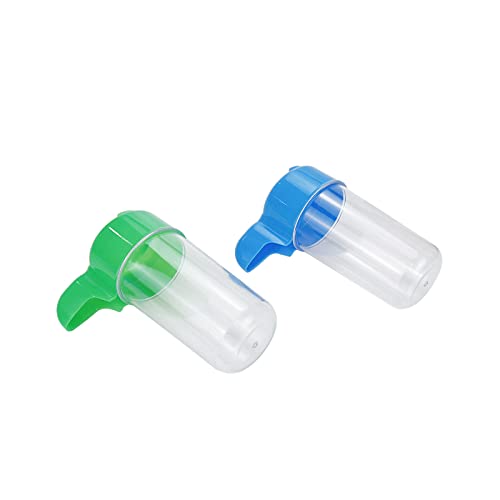 Meprotal 2pcs Automatic Bird Feeders, Bird Water Dispenser for Cage, Bird Water Bottle Drinker Hanging Seed Food Container Dispenser for Parrots Budgie Hamster 200ml (Blue & Green)