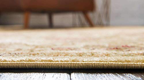 Unique Loom Voyage Collection Traditional Oriental Classic Intricate Design Area Rug, Round 6' 1" x 6' 1", Ivory/Tan