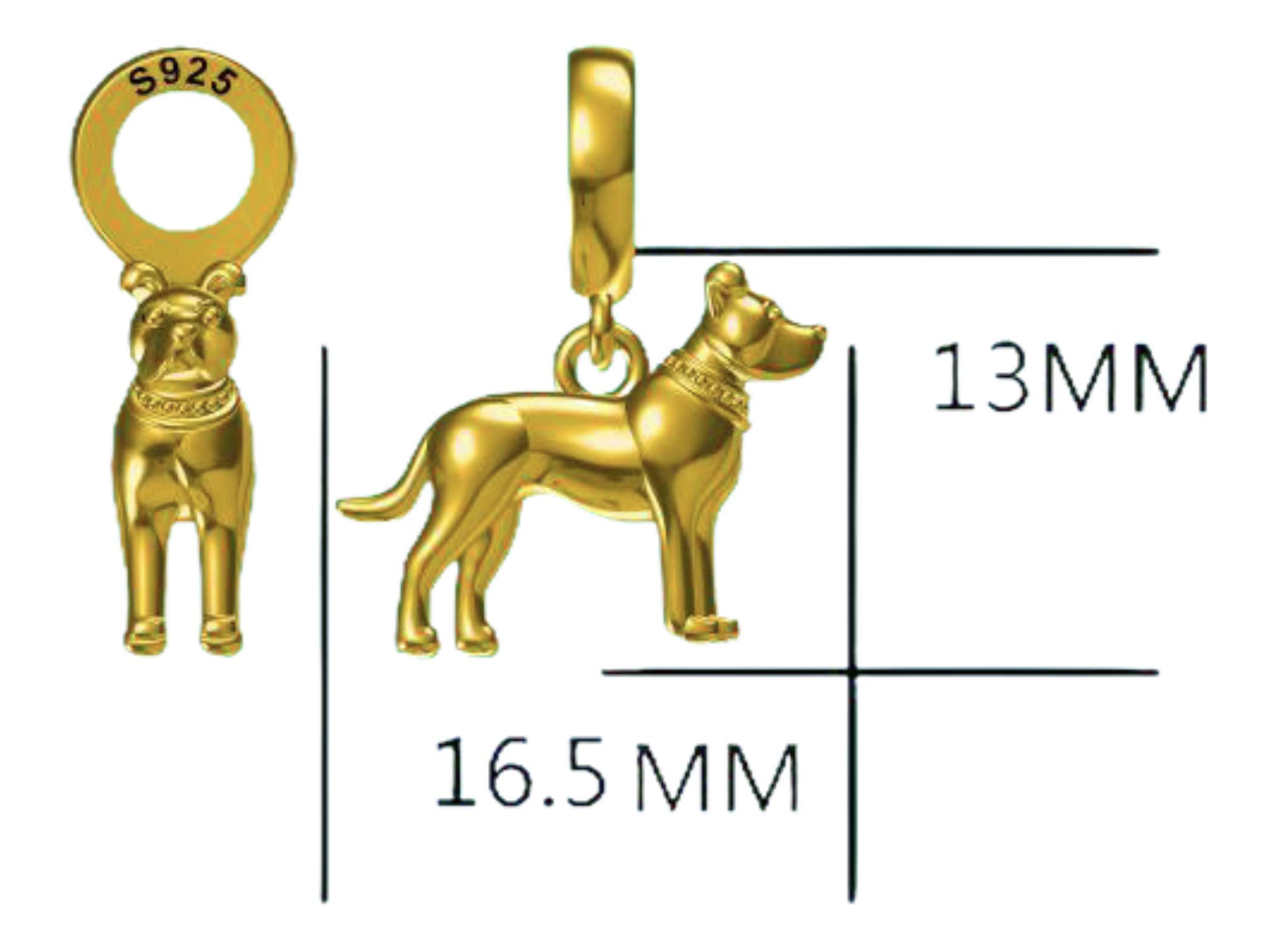 Bolenvi Pitbull American Pit Bull Terrier Bully Dog 925 Sterling Silver Pendant Charm Bead for Pandora & Similar Charm Bracelets or Necklaces
