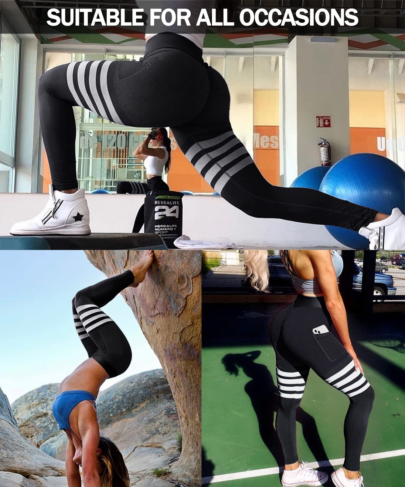 DEICAEVO Scrunch Butt Leggings for Women Butt Lifting with Pockets Seamless High Waist Workout Tummy Control Gym Yoga Pants