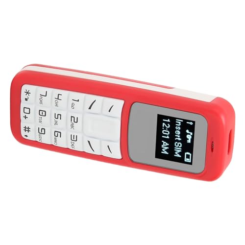 DAUZ Mini Mobile Cell Phone, Compact ABS Lightweight Mini Cell Phone for Travel (Red)