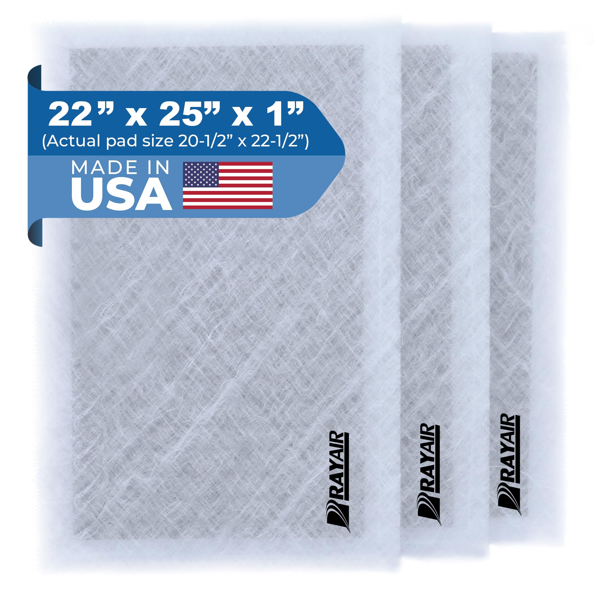 RAYAIR SUPPLY 22x25 Replacement Filter Pads Compatible with Dynamic Air Cleaner 22 x 25 Refills (3 Pack) White