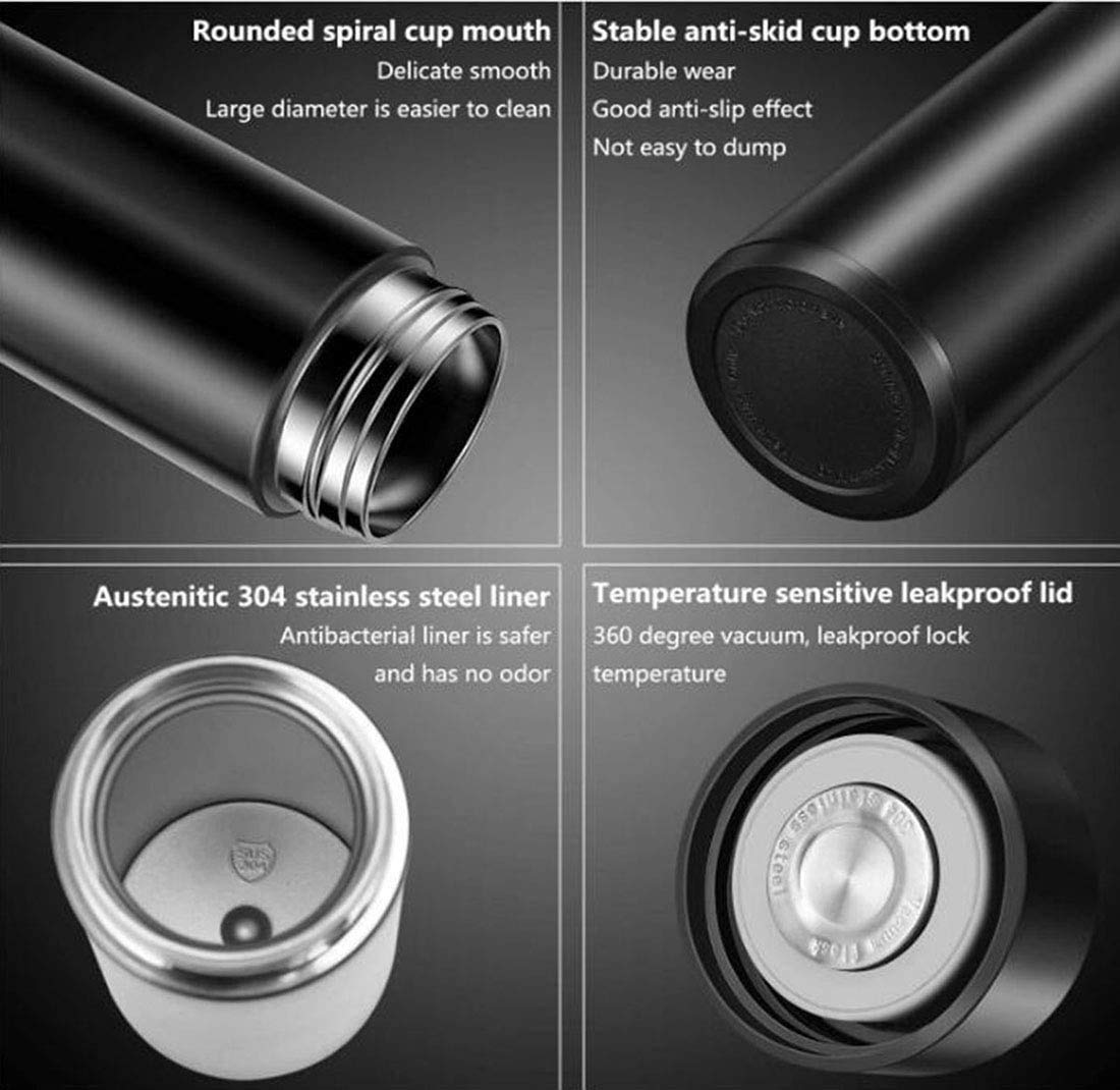 Coffee thermos,Coffee bottle,Tea Infuser Bottle,Smart Sports Water Bottle with LED Temperature Display,Double Wall Vacuum Insulated Water Bottle, Keep Hot Or Cold, 17oz(Blue)