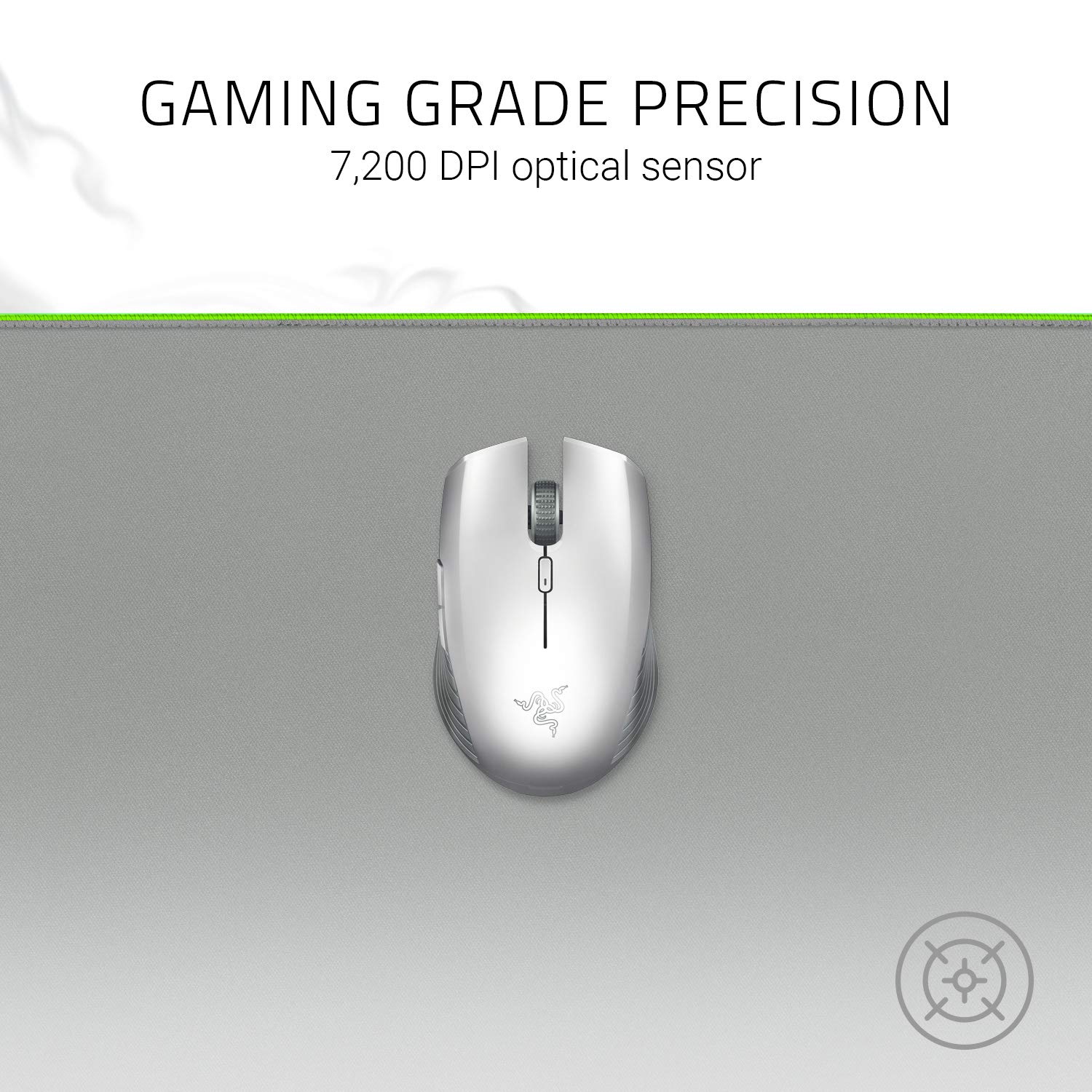 Razer Atheris Ambidextrous Wireless Mouse: 7200 DPI Optical Sensor, 350 Hr Battery Life, USB Wireless Receiver & Bluetooth Connection, Mercury White