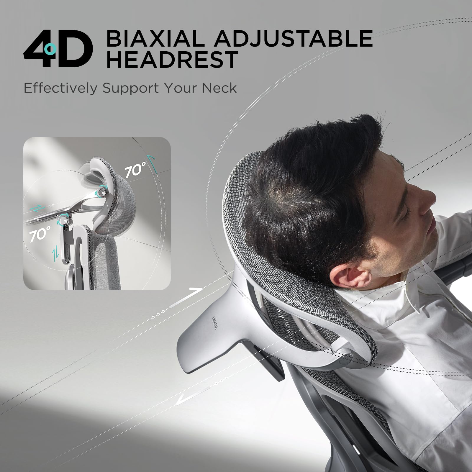 Hbada E3 Pro Ergonomic Office Chair, Big and Tall Office Chair - with 3-Zone Dynamic Lumbar Support, 4D Adjustable Headrest, 6D Adjustable Armrests, Swivel Computer Chair for Home Office, Grey