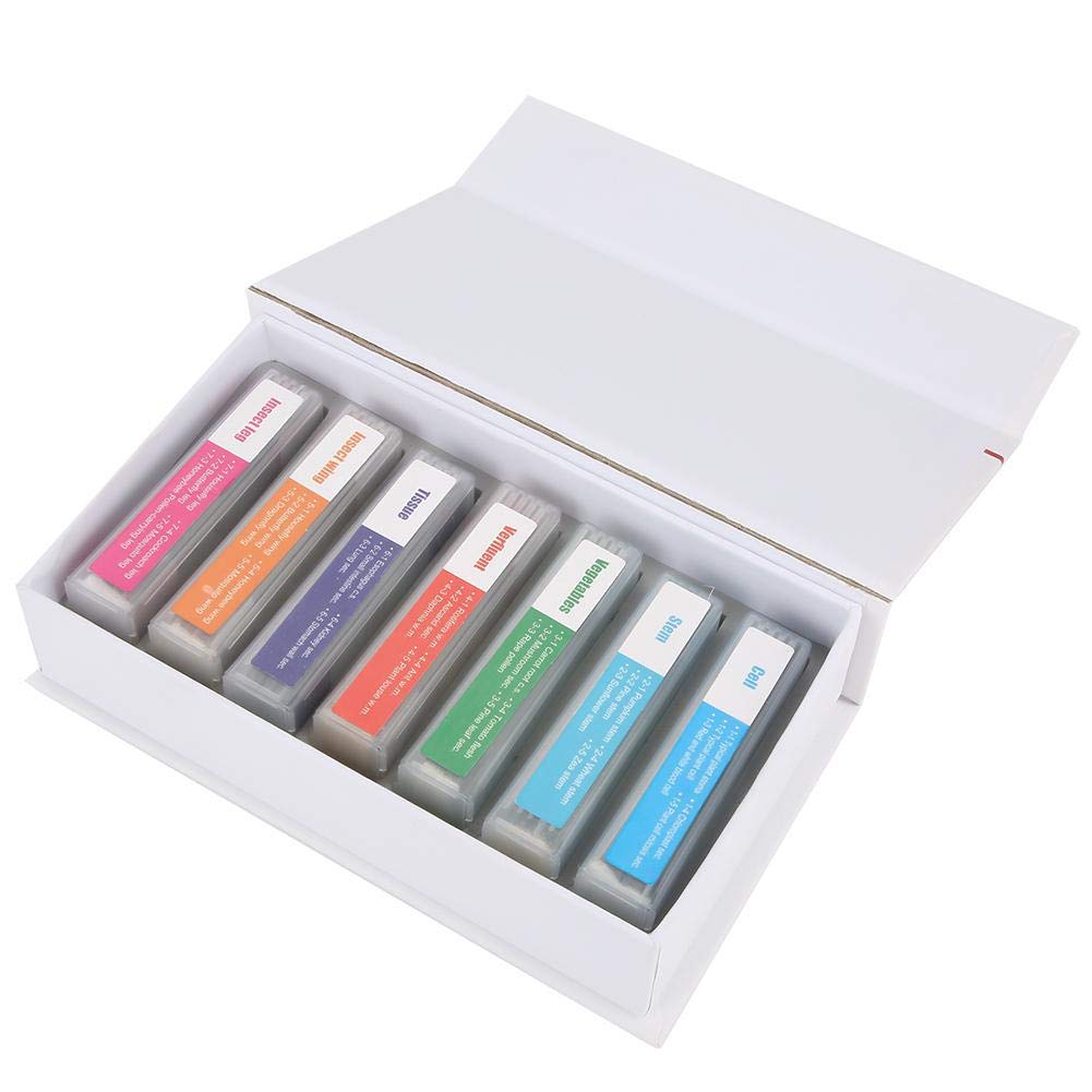 Hilitand 35pcs Biology Microscope Slide Glass Biological Prepared Slide Seven Type Biology Slide Lab Specimens Set