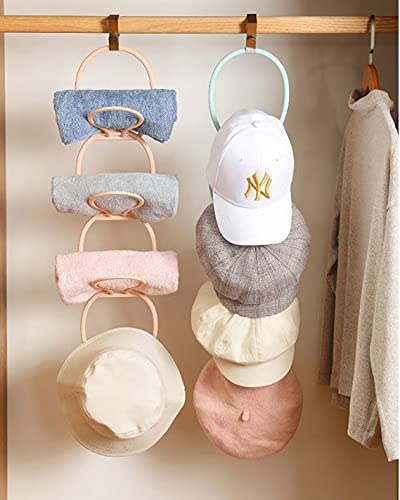 Ubrand Faye Butler 6-Hook Ring Loops, Over-Door Hanger, Hat Rack Organizer/Baseball Cap Holder/Door+Wall Storage Organizer for Hat,Scarf, Bag, Caps, Towel, Clothes (White)