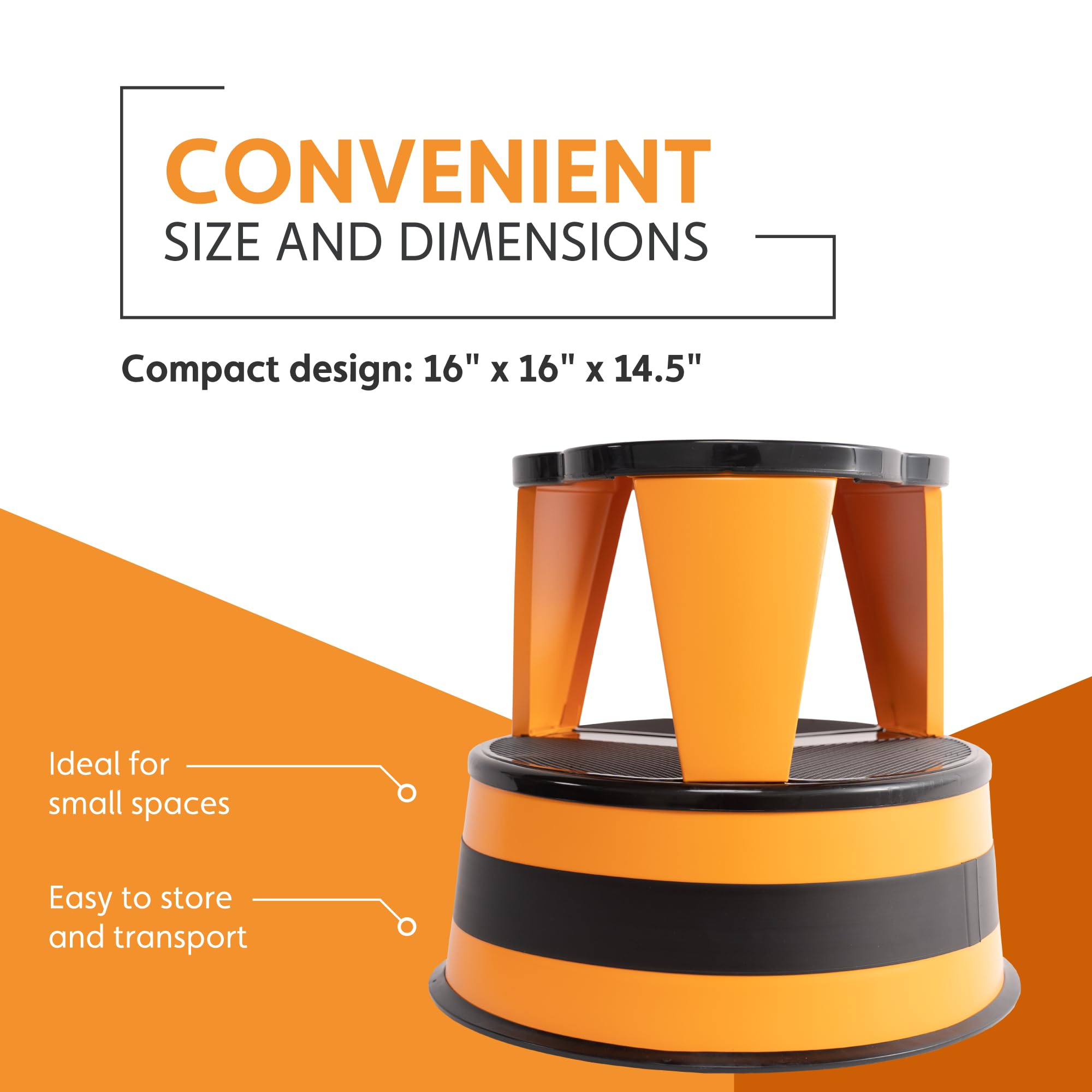 Cramer Kik Step Steel Step Stool - Two Step Stool, Holds 350 lbs (Orange)