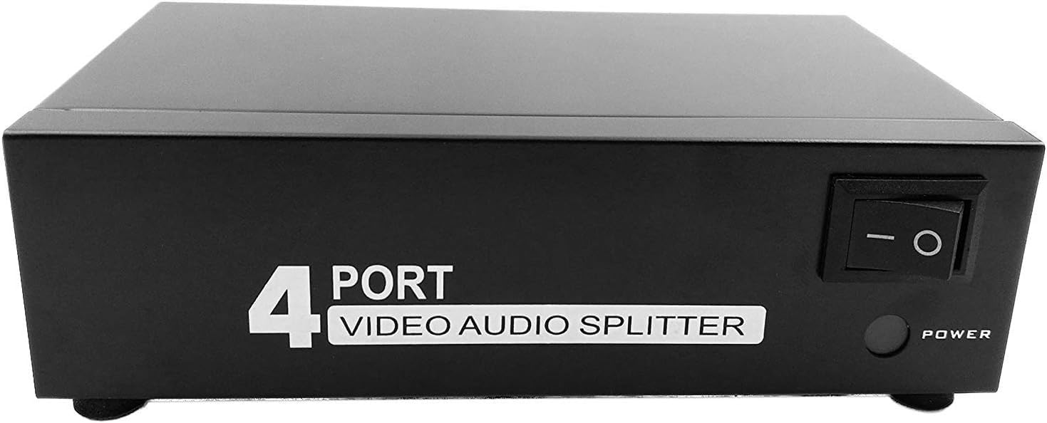 RCA Splitter with 4-Way Audio Video RCA Switch Box + RCA Cable, 4 Way Port Splitter RCA Audio Video AV Switch Box Game Selector (4 in 1 Out- B)