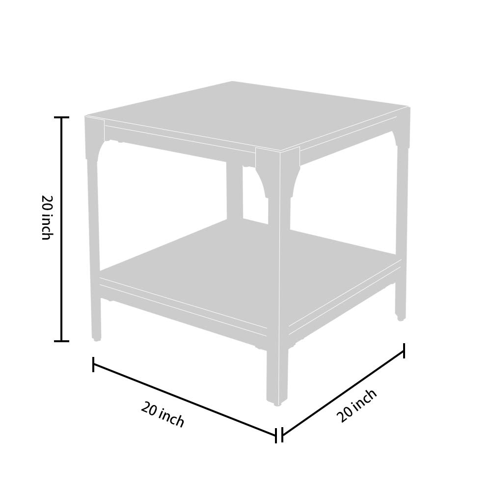Coral Flower Coffee End Table, Decorative Occasional Tables/Desks for Livingroom Home Office, 20 Inches, Walnut Brown with Metal Frame