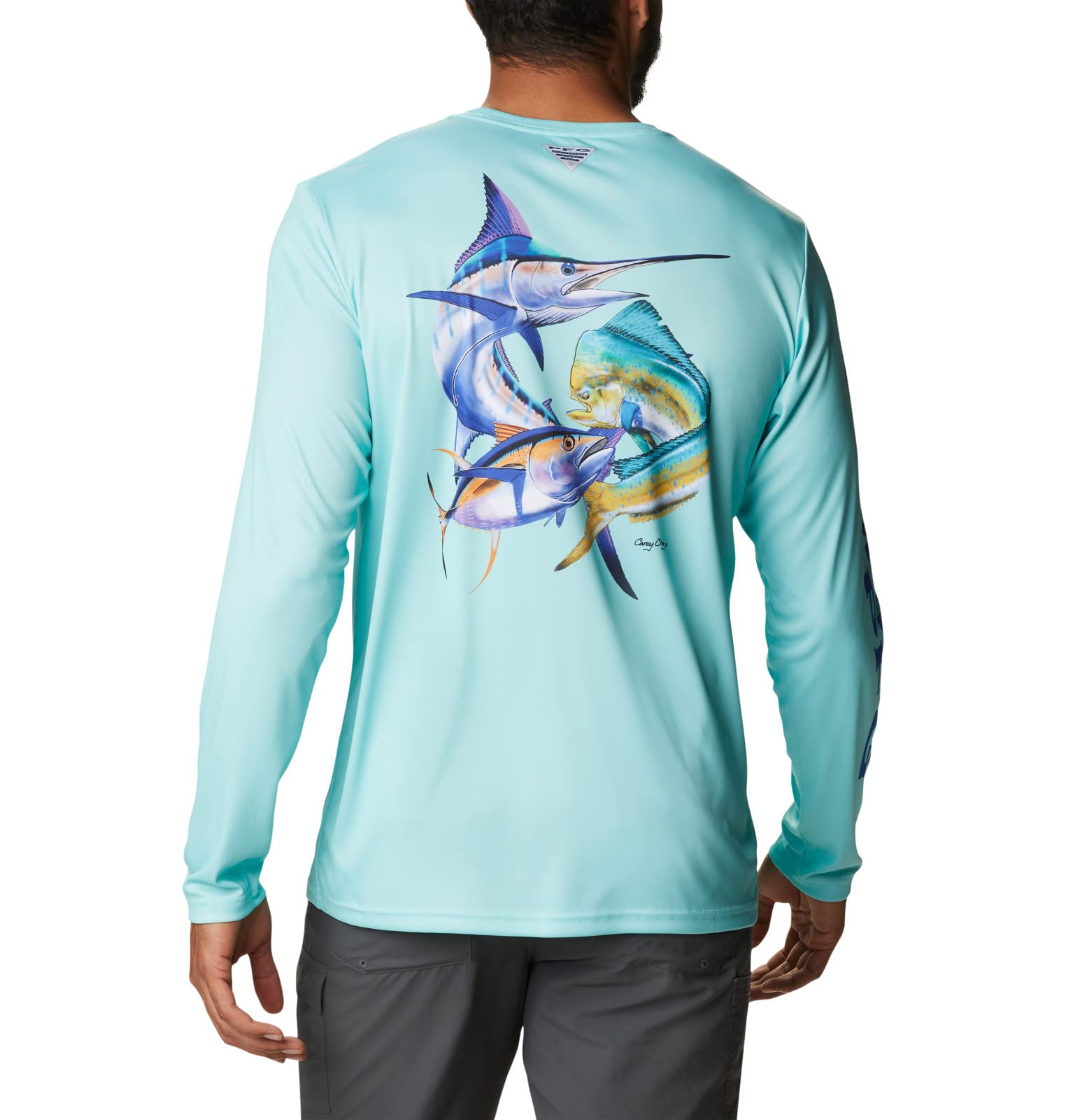 Columbia Men's Terminal Tackle PFG Carey Chen Long Sleeve, Gulf Stream/Offshore Slam, Medium