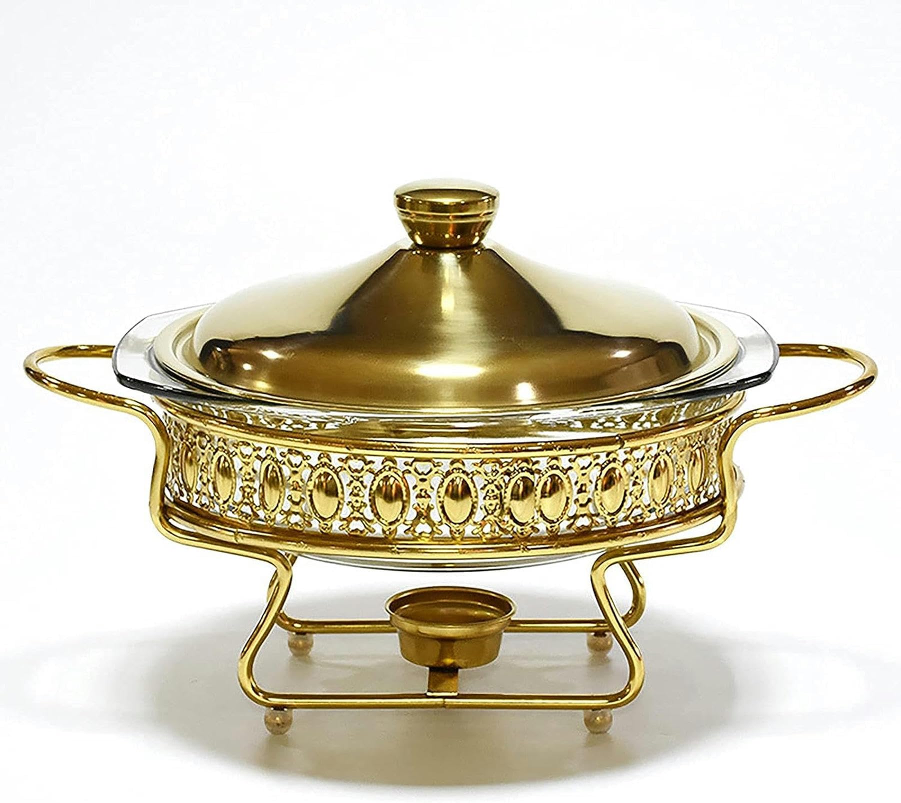 Chef Chafing Dish Buffet Set, Stainless Steel Chafer and Buffet Warmers Sets, Catering Buffet Mini Hot Pot Outdoor Picnic Household (Gold)
