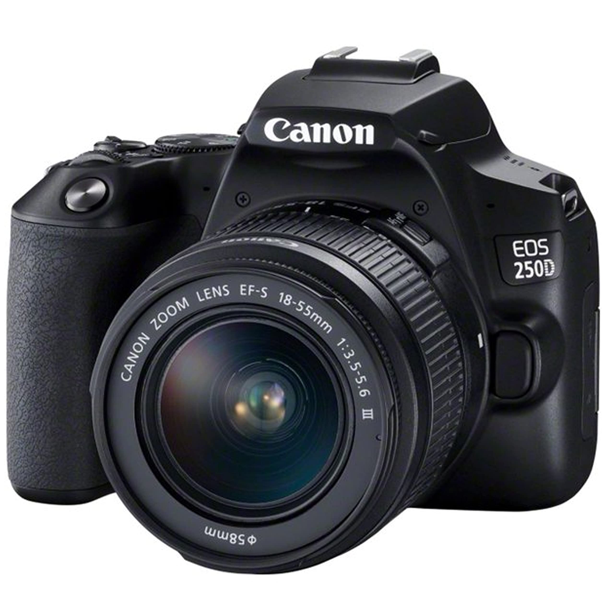 Canon EOS 250D (Rebel SL3) DSLR Camera w/18-55mm F/3.5-5.6 Zoom Lens + 2X 64GB Memory + Case + Filters + Tripod + More (35pc Bundle)