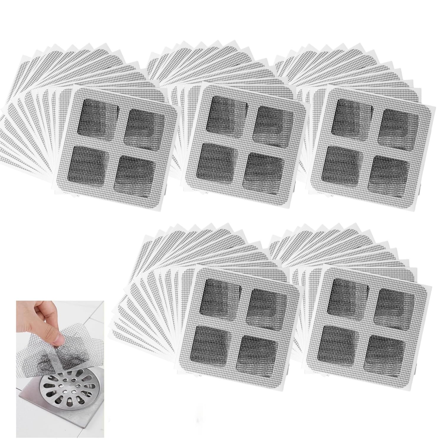 Disposable Hair Drain Stickers, 2025 New Drain Mesh Strainer for Bathroom Laundry Bathtub Kitchen（50PCS）