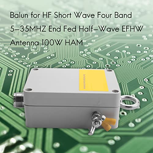 Exogio Balun for HF Shortwave Antenna, Four Band 5-35MHZ End Fed HF Antennas 100W HAM, 1:49-49:1 HF Antennas for Ham Radio