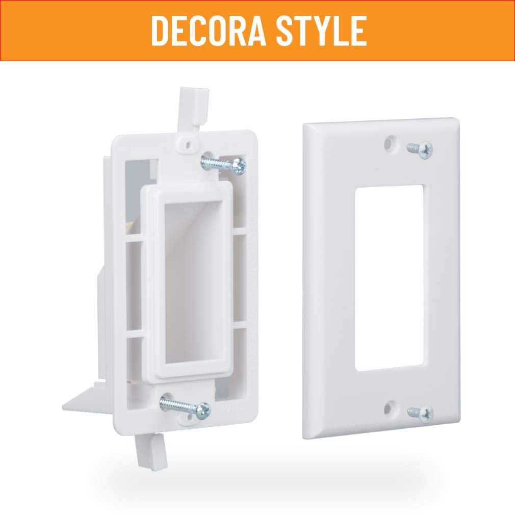 Recessed Cable Wall Plate 4 Pack Integrated Mounting Bracket, Bottom Opening Wall Plate Cable Pass Through for Speaker Wires, Coaxial Cables, HDMI Cables and Networking Cables WI1009-4