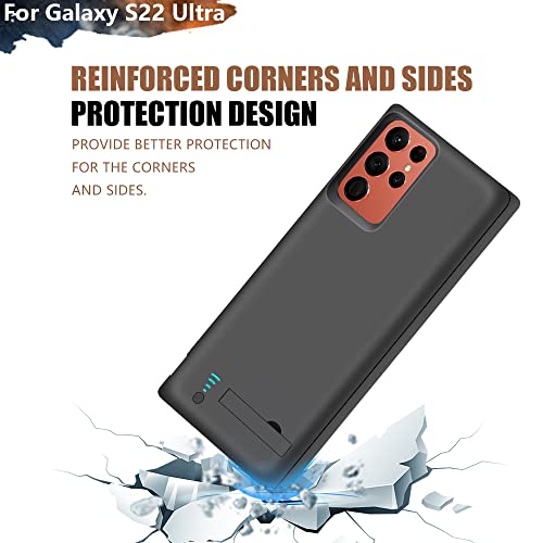 RUNSY Battery Case for Samsung Galaxy S22 Ultra, 5000mAh Rechargeable Extended Battery Charging Charger Case, Add 100% Extra Juice, Not Compatible with S22 or S22+ (6.8 inch) Black