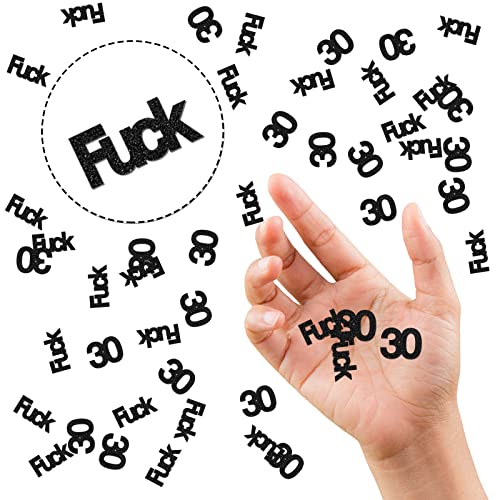 INNORU Fuck 30 Confetti Black Glitter, Happy 30th Birthday Table Confetti, I'm 30 Paper Scatter, Funny 30th Birthday Party Table Decorations Confetti, 120pcs