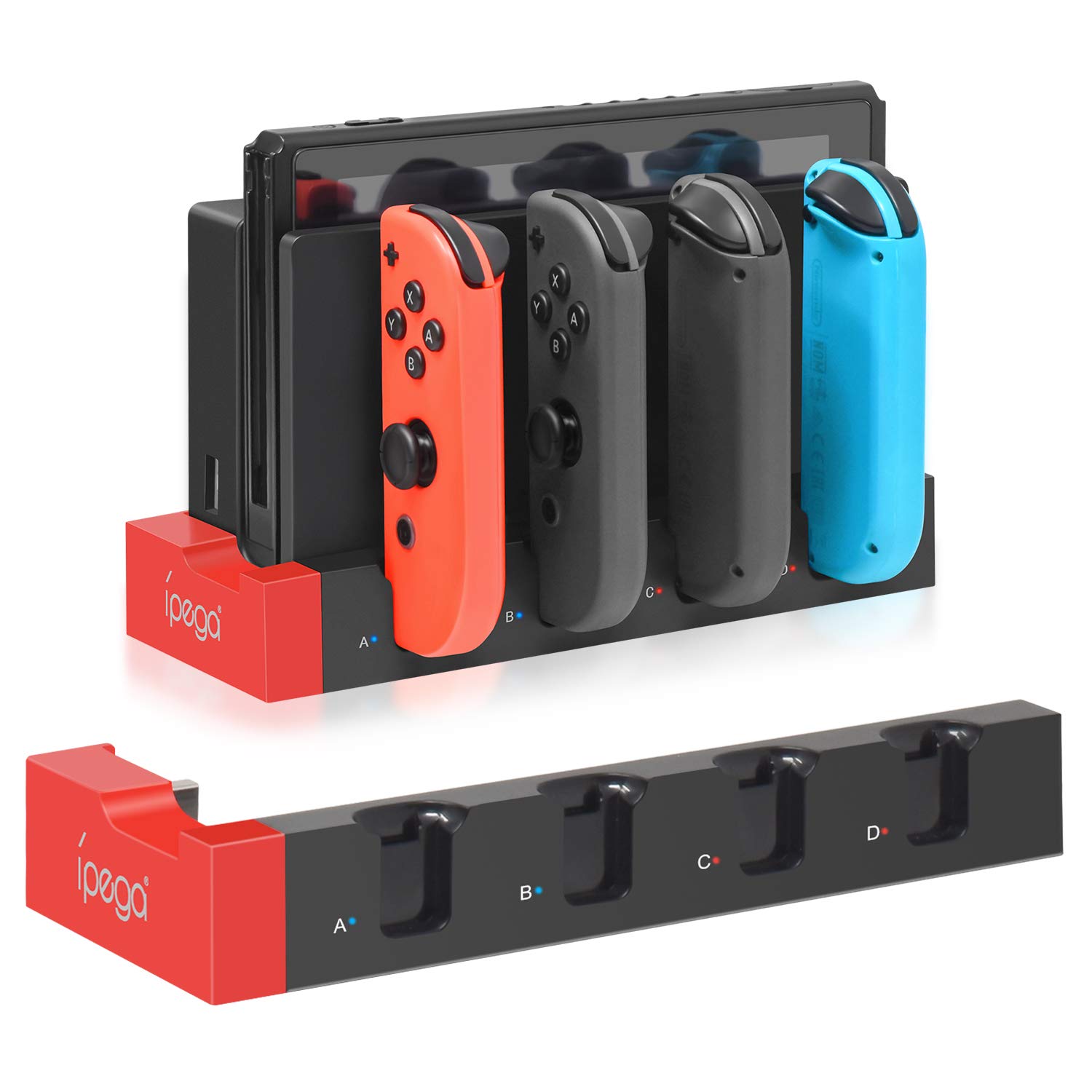 Charger for Joy con Compatible with Nintendo Switch/Switch OLED Model, Charger Dock Stand for Joy Cons Accessories with LED Indication, Support to Charge 1-4 Pcs Compatible with Nintendo Switch OLED