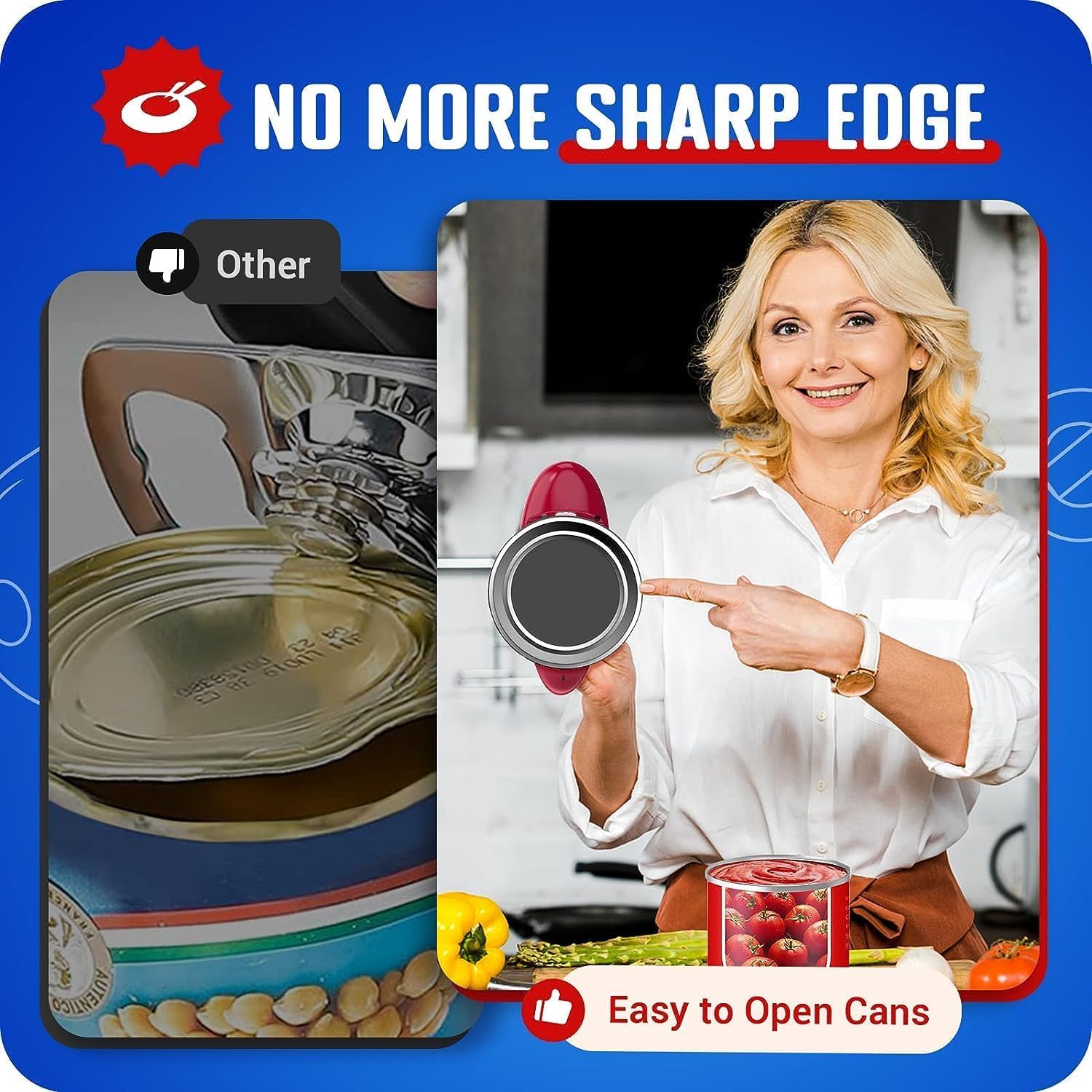 Electric Can Opener, One Touch Electric Can Opener Easy Open Any Can Size with Smooth Edge, Food-Safe Electric Can Openers for Kitchen, Kitchen Gadget Gift for Seniors, Arthritis