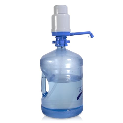Dolphin Water Pump 8080-T, Manual Drinking Water Pump for 5 Gallon Bottles, Fits 2 to 6 Gallon Bottles, BPA-Free, Secure Fit on Crown Top or Screw Top Bottles, Silicon Tube for Irregular Water Bottles