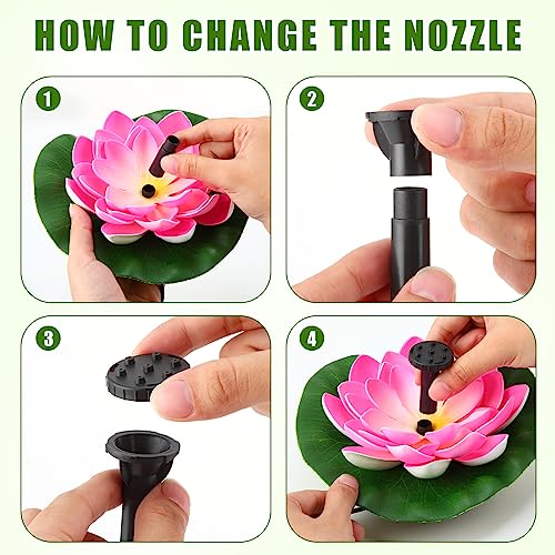 Hiboom 2 Pcs Solar Water Fountain with Lotus Leaf Solar Bird Bath Fountain Pump Solar Fountain with 6 Nozzles Solar Powered Bird Bath Floating Fountain Panel Solar Water Fountain for Fish Tank Pool