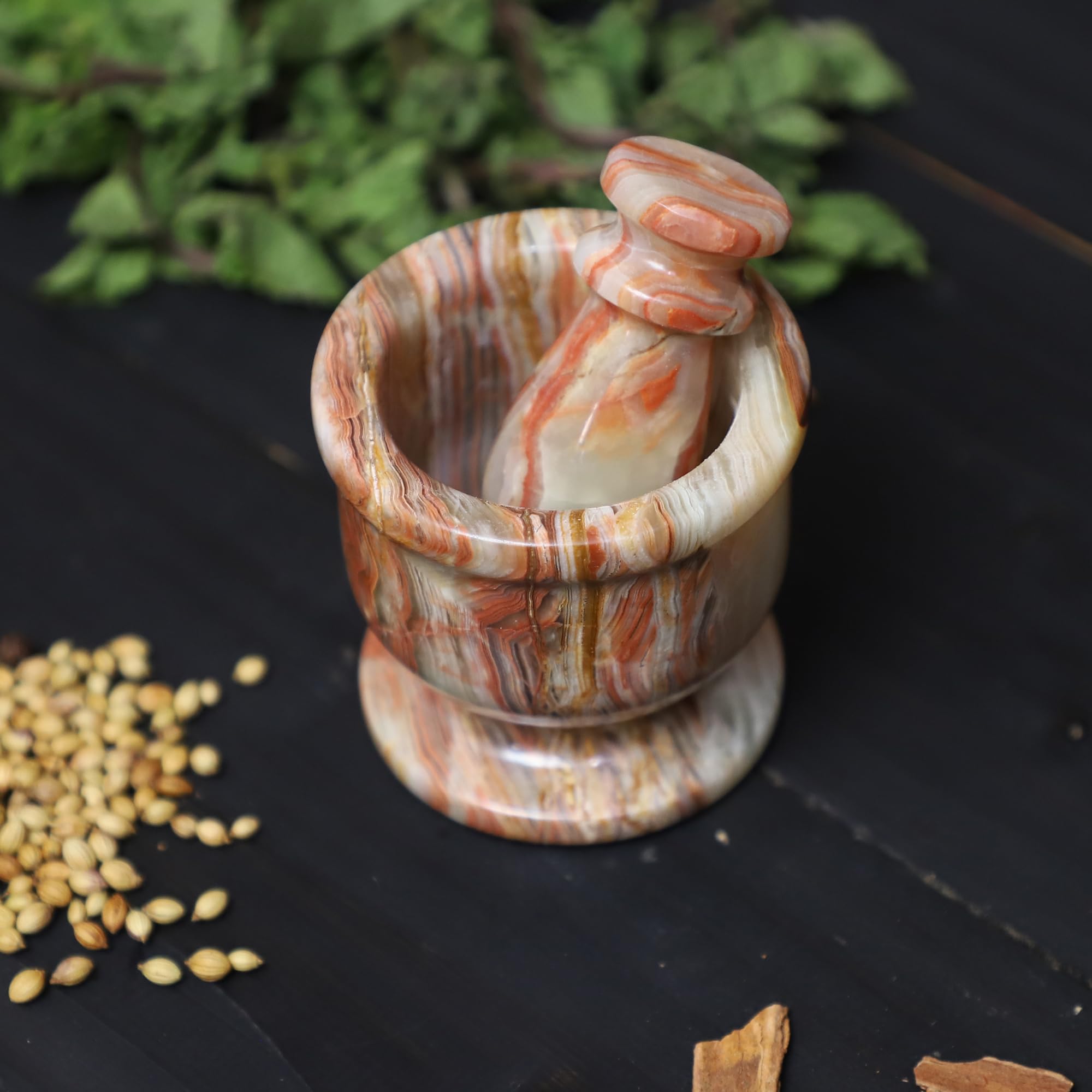Exquisite Marble Mortar and Pestle Set - Your Ultimate Kitchen Essential for Grinding Spices, Making Guacamole, Salsa, Pesto, and Crushing Pills with Style and Efficiency! (Onyx Green, 2.5 Inch)