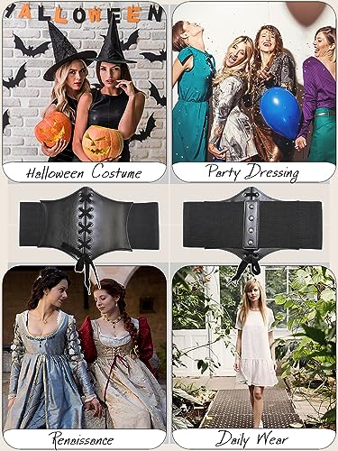 HANERDUN Lace-up Waspie Corset Belts for Women Elastic Waist Belt Tied Retro Wide Belt