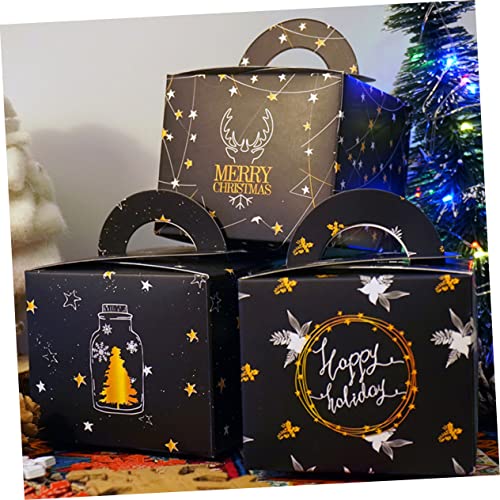 COHEALI 12pcs Christms Gift Boxes Party Favor Boxes for Christms Chocolate Candy Box for Christms Christmas Star Deer Black Christms Candy Box Candy Wrap Box