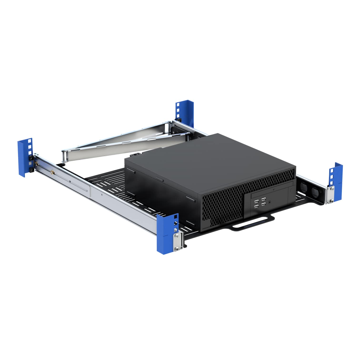RackSolutions 1U Adjustable Vented 19 Inch Sliding Server Rack Mount Shelf with Cable Management Arm 24 Inch Deep