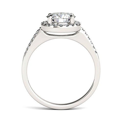 Charles & Colvard Created Moissanite 7.5mm Round Cut Engagement Ring for Women | 1.82 cttw DEW | Lab Grown | Solid 14K White Gold with Rhodium | Size 6