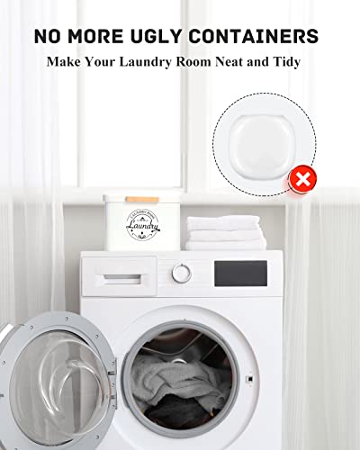 Laundry Pods Container with Hinged Lid. Farmhouse Metal Laundry Pods Holder Container for Laundry Room Decor. Modern Laundry Room Organization and Storage. Laundry Detergent Container for Laundry Room Storage(Cream)