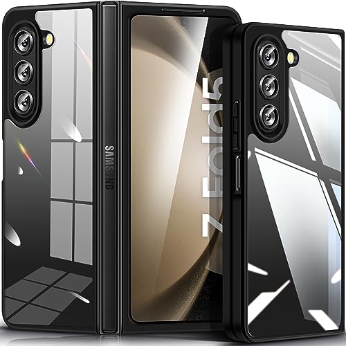 Z Fold 5 Case for Samsung Galaxy Z Fold5 5G, Slim Ultra-Thin Crystal Clear Acrylic PC Back Cover [Hinge][Transparent] Soft Silicone Bumper Full-Body Shockproof Protective Cases for Samsung Z Fold 5 5G