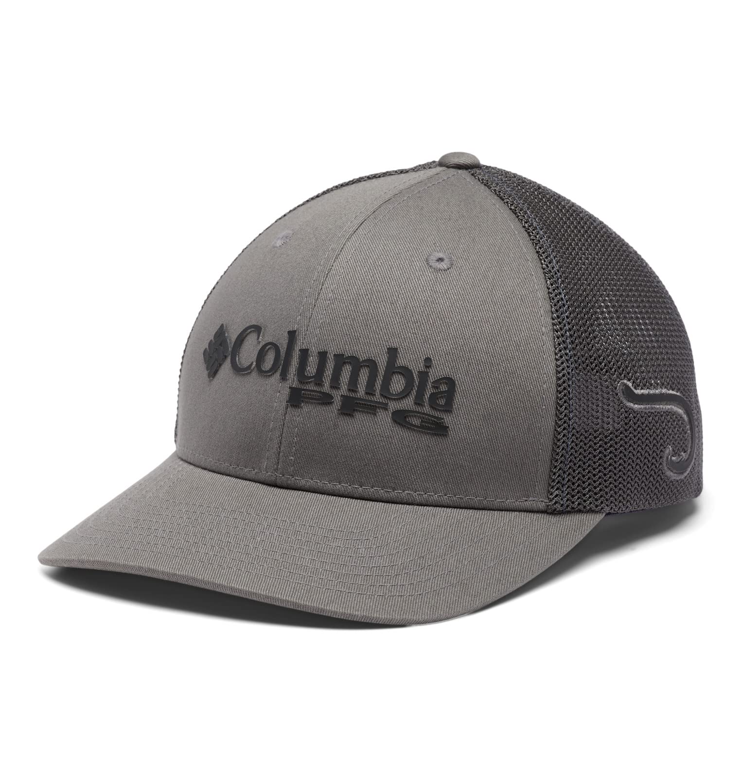 Columbia Unisex PFG Logo Mesh Ball Cap - High, Titanium/Black/Hook, Large/X-Large