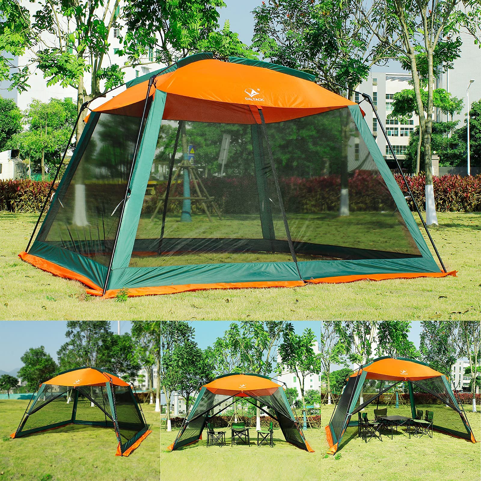 DALTACK Screen House for Outdoors 10Ft x 10Ft Mesh Screen Room Canopy Sun Shelter UPF 50+ Sun Shelter with Carry Bag