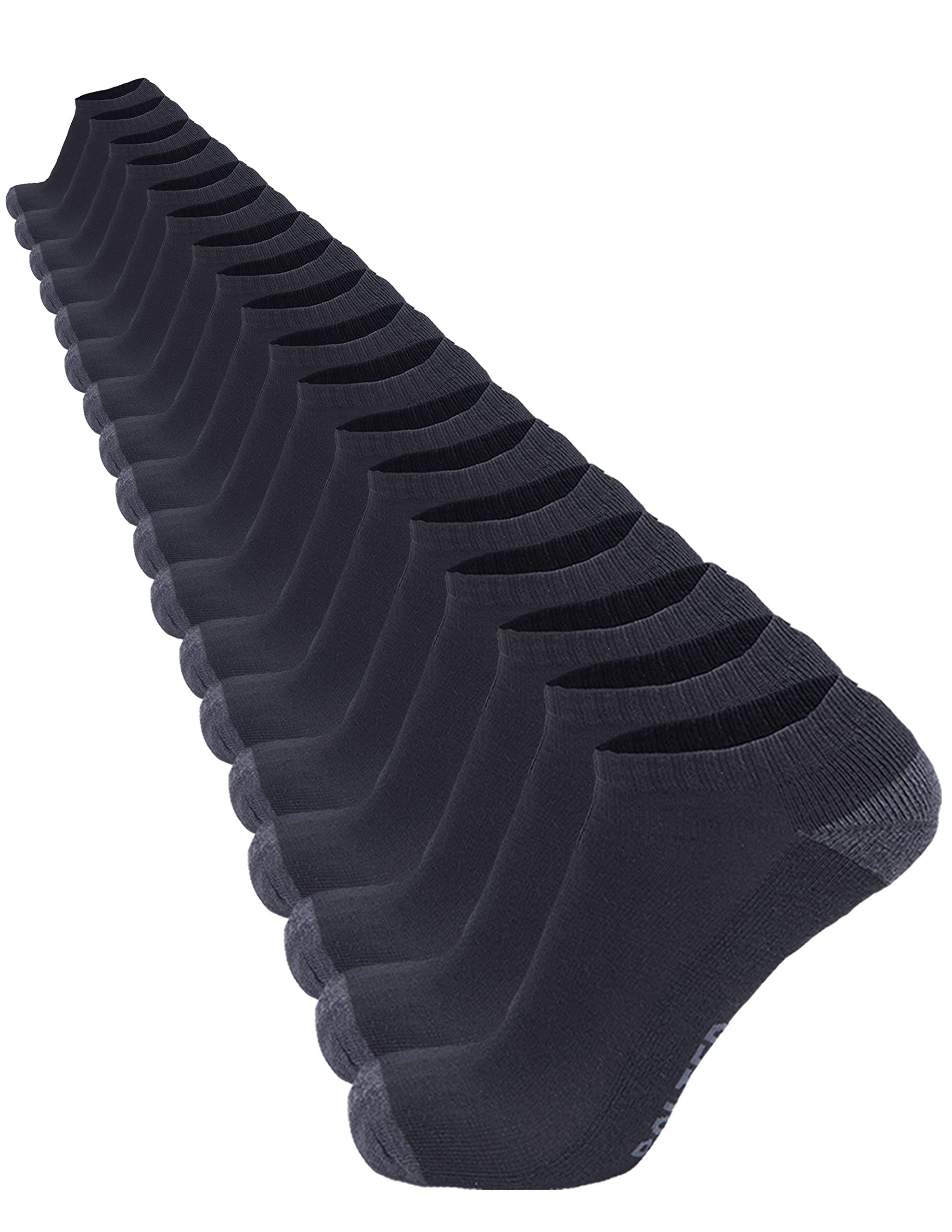 Bolter 18 Pack Men's Low Cut Socks (8-12, Black)