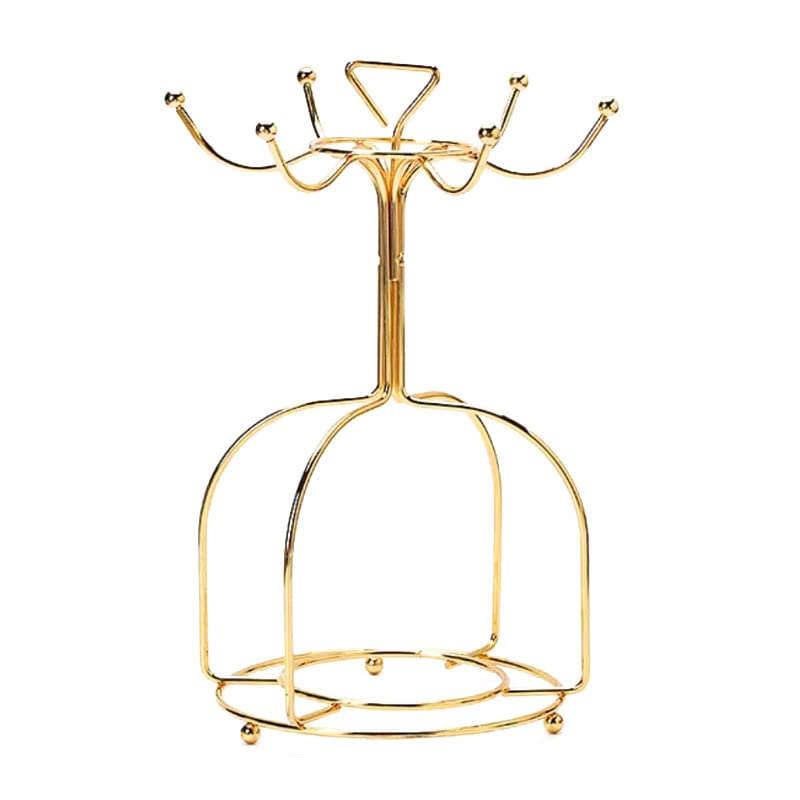 oAutoSjy Iron Coffee Cup Holder Gold Mug Holder with Hook & Handle Coffee Mug Rack Dishes Organizer Mug and Saucer Display Rack Wrought Iron Mug Drainer Storage Drying Rack for Counter Kitchen Office