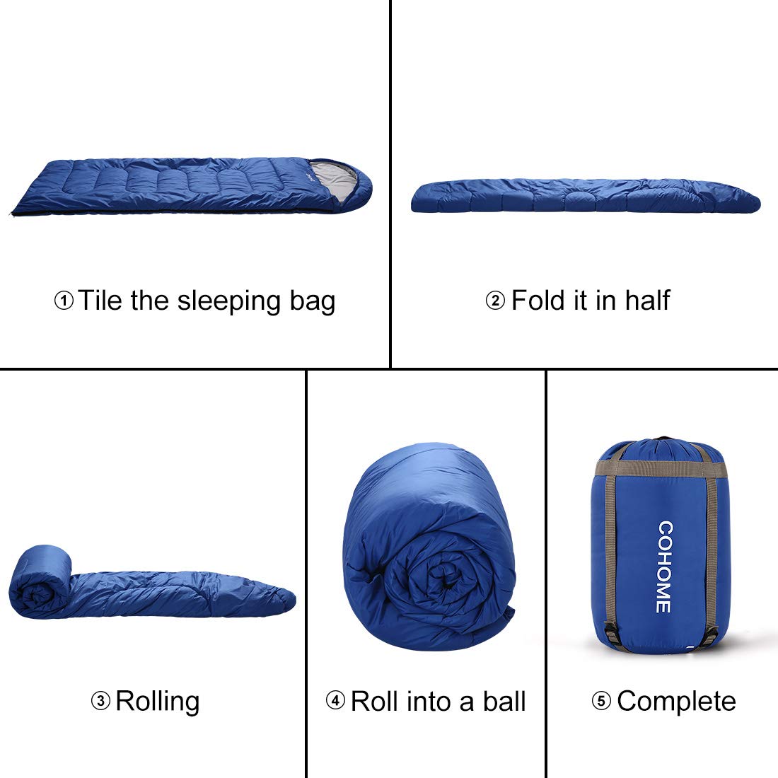 COHOME Sleeping Bag - Adults & Kids (Summer)-Warm and Cold Weather Lightweight Waterproof Camping Backpacking Hiking Outdoor & Indoor Use Bag with Compression Sack.