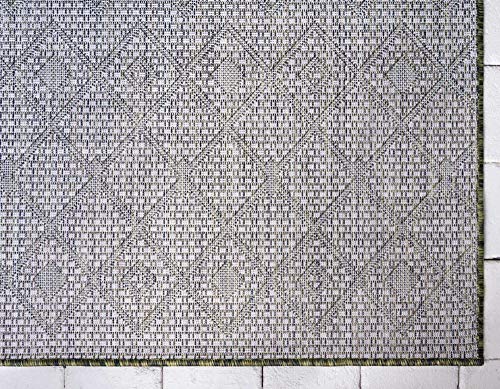Unique Loom Outdoor Trellis Collection Area Rug - Tribal Trellis (2' x 8' Runner, Green/ Natural)
