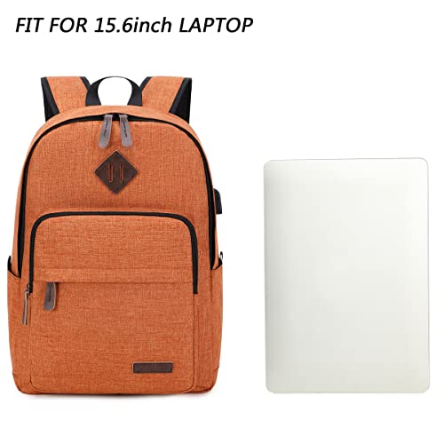 KYALOU Laptop Backpack, Lightweight Bookbag Casual Daypack for Men and Women, College with USB Charging Port - Light Brown