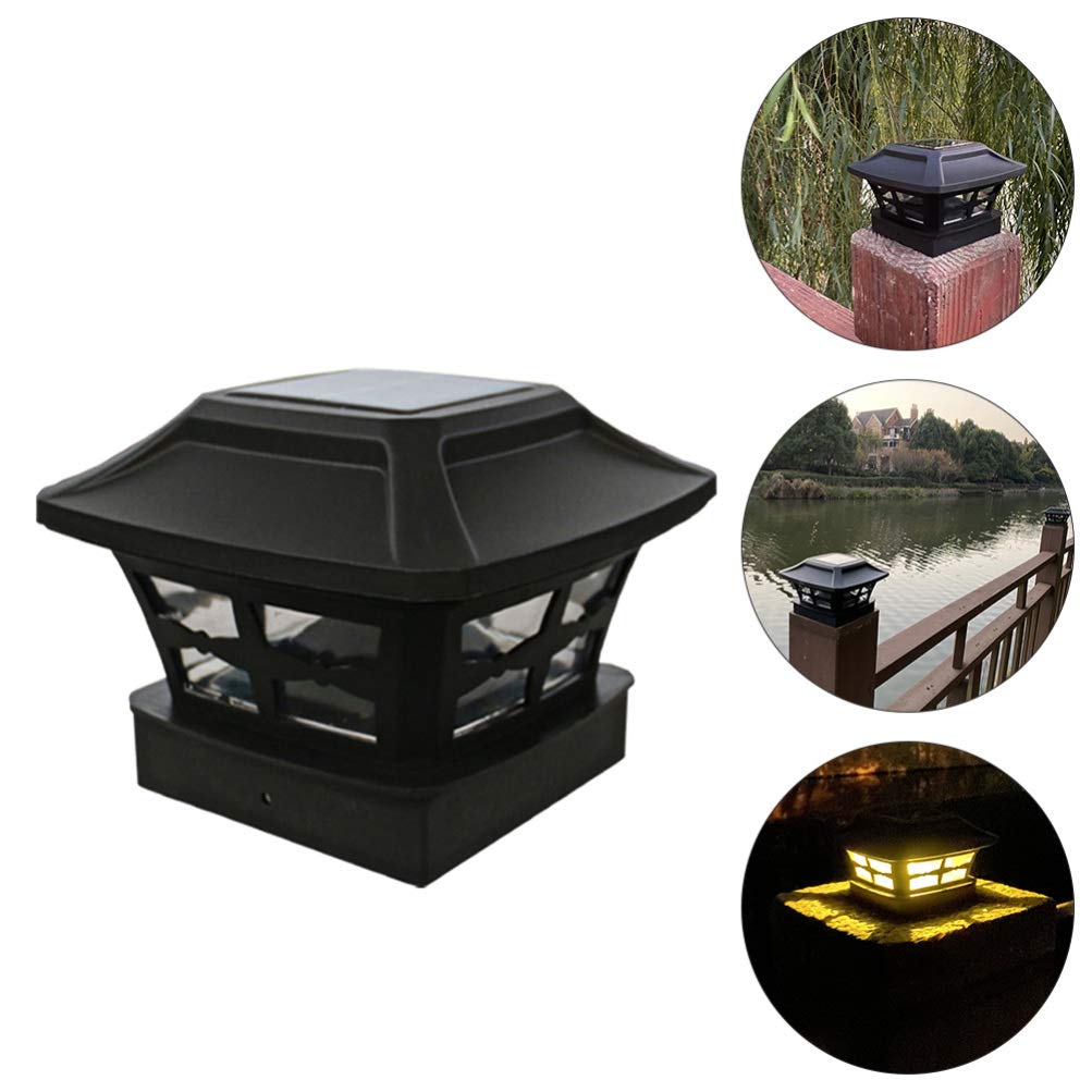 Uonlytech 1pc Solar Post Lamp Garden Fence Lights Stake Light Corridor Light Inground Light Pathway Post Lamp Garden Light Cap Lights Outdoor Solar Light Courtyard Lamp Lamps Plastic Square