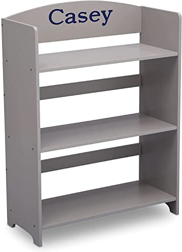 Delta Children Personalized 3-Shelf Wood Bookshelf, Greenguard Gold Certified, Grey