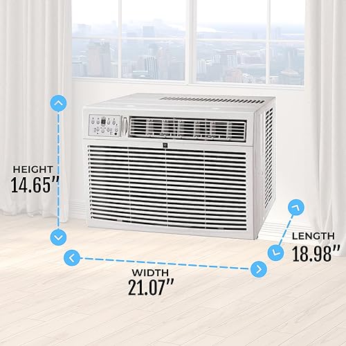 HomePointe 10,000 BTU Single Phase Window Air Conditioner Unit with 1-Touch Remote Control, LED Display Digital Panel, and Installation Kit, White