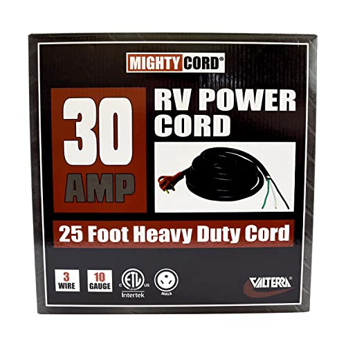 Valterra Mighty Cord A10-3025END RV Power Cord 25', One End for Hard Wiring