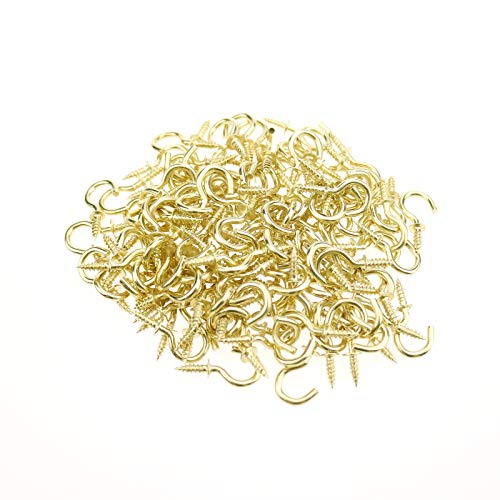 Mini Ceiling Screw Hooks, 200 Pieces 1/2 Inch Cup Hooks Screw-in Hooks for Hanging Plants Mug Arts Decorations，Gold