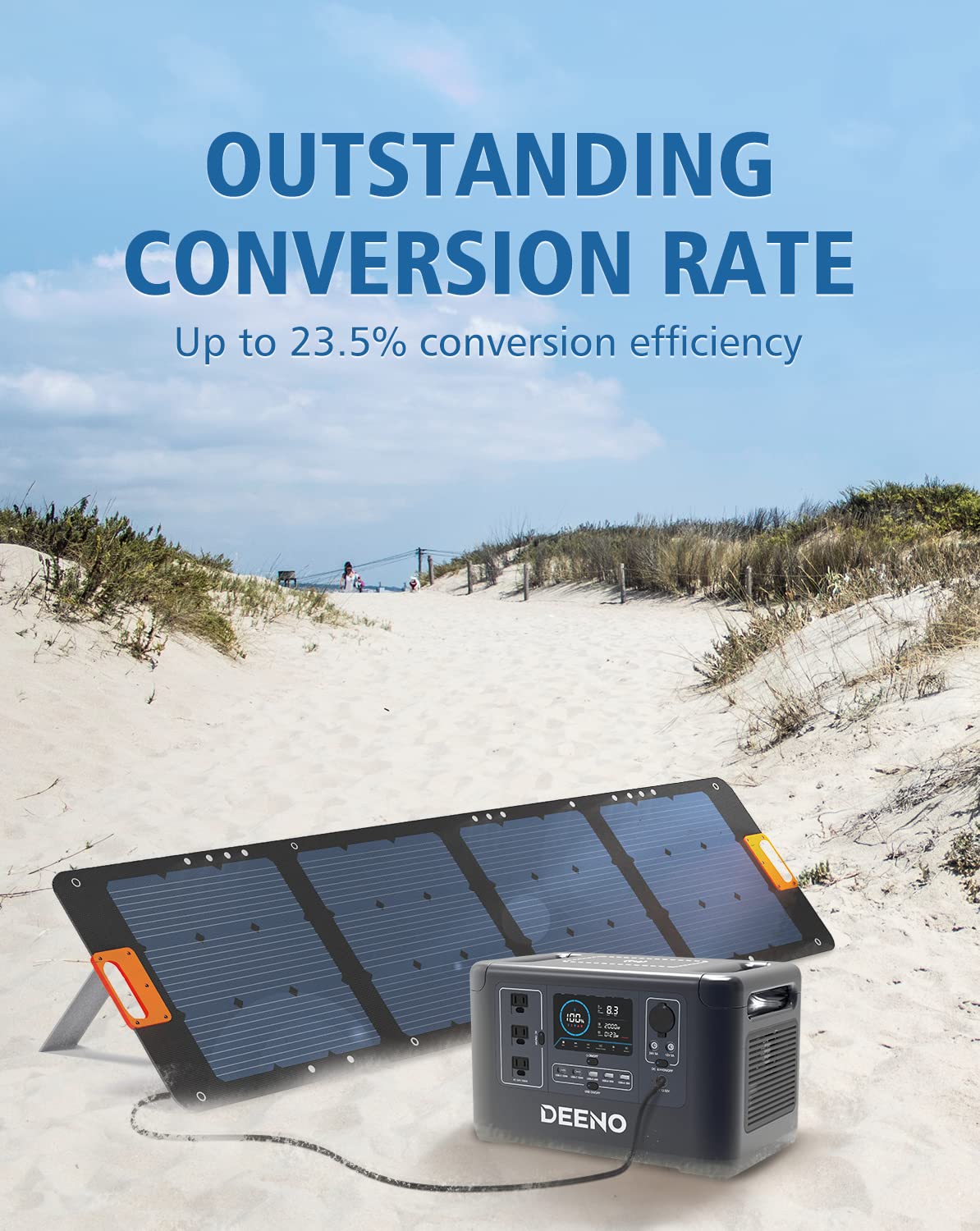 DEENO 200W Portable Solar Panel for X1500 Power Station, Foldable IP68 Waterproof Solar Panel kit for Outdoor Camping, Portable Power Station