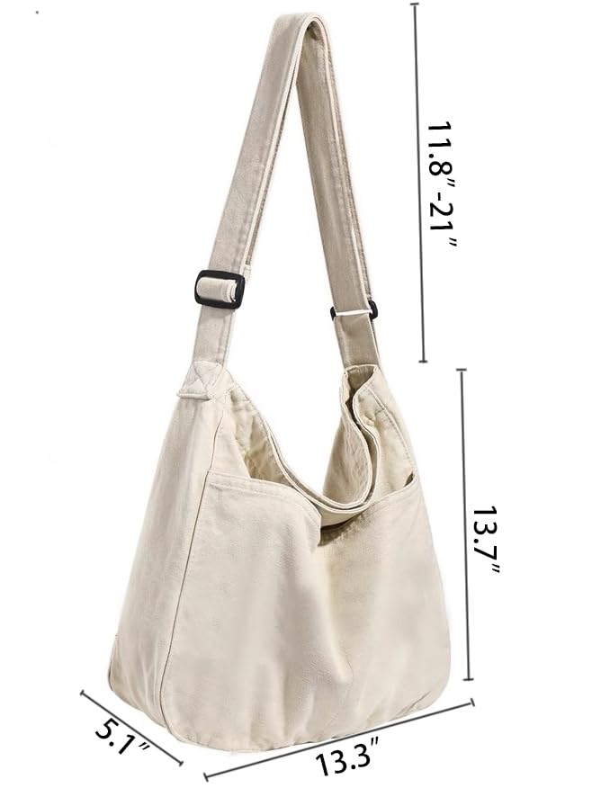Canvas Crossbody Hobo Shoulder Tote Bag for Men Women